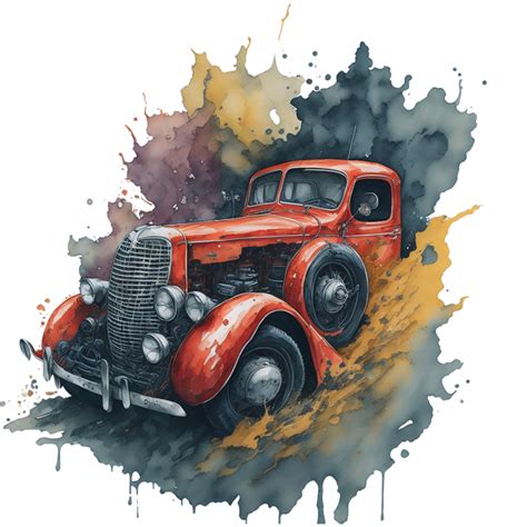 Watercolor Car Watercolor Car Watercolor Hand Drawn Old Fashioned