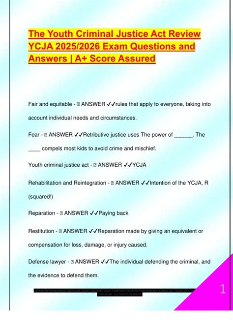 The Youth Criminal Justice Act Review Ycja 20252026 Exam Questions And Answers A Score