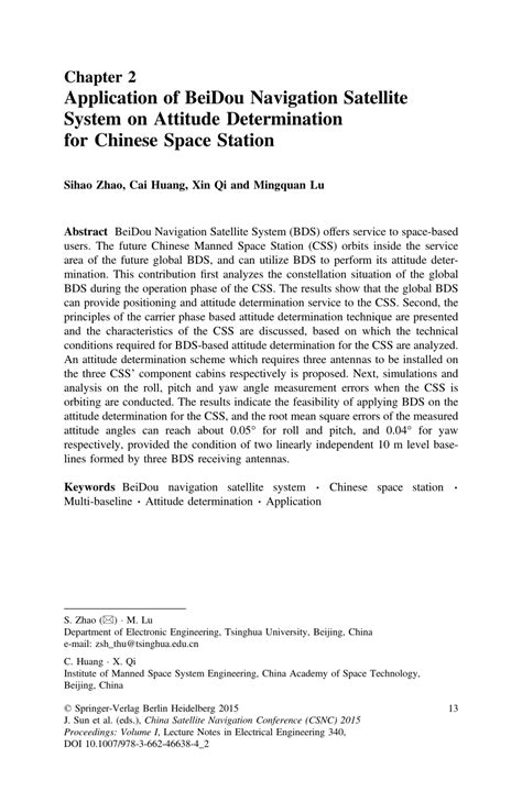 Pdf Application Of Beidou Navigation Satellite System On Attitude