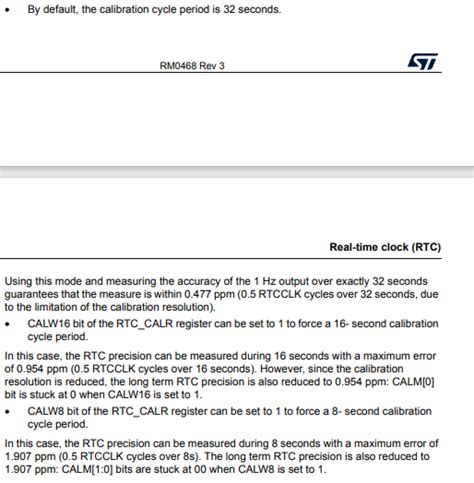 Rtc Calw Bits And Calibration Ppm Calculation Stmicroelectronics Community