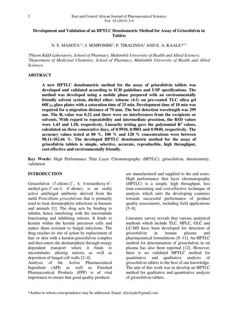 Pdf Development And Validation Of An Hptlc Densitometric Method For