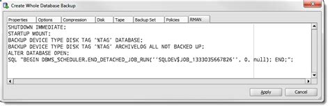 Rman In Oracle Sql Developer