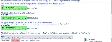 Solved An Electron Is Accelerated To A Speed Where Its Total