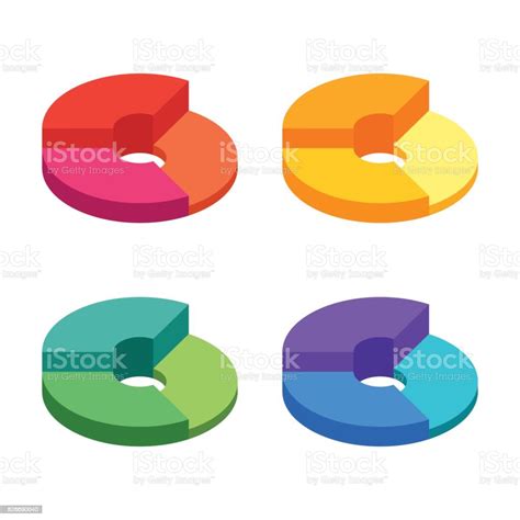 원형 차트에 고립 된 배경입니다 대량 아이소메트릭 원형 차트 서로 다른 높이의 집합입니다 비즈니스 데이터 인포 그래픽에 대 한 다채로운 요소입니다 벡터 일러스트입니다 0명에