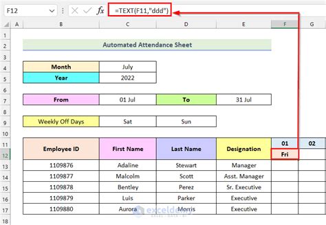 How To Create An Automated Attendance Sheet In Excel Easy Steps