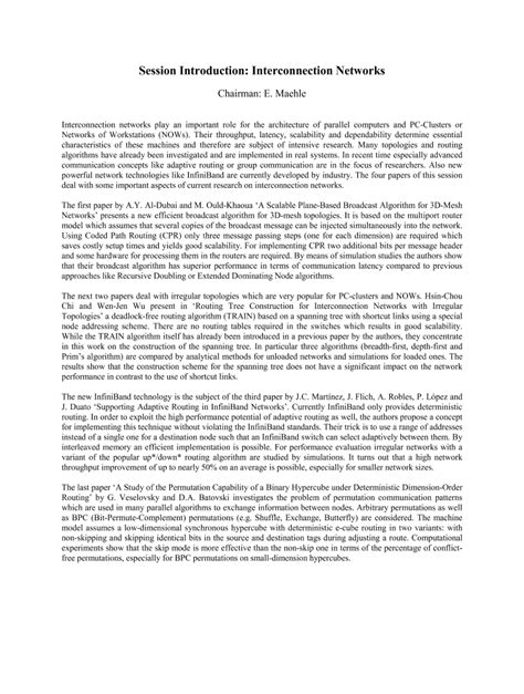 Session Introduction Interconnection Networks Ieee Conference