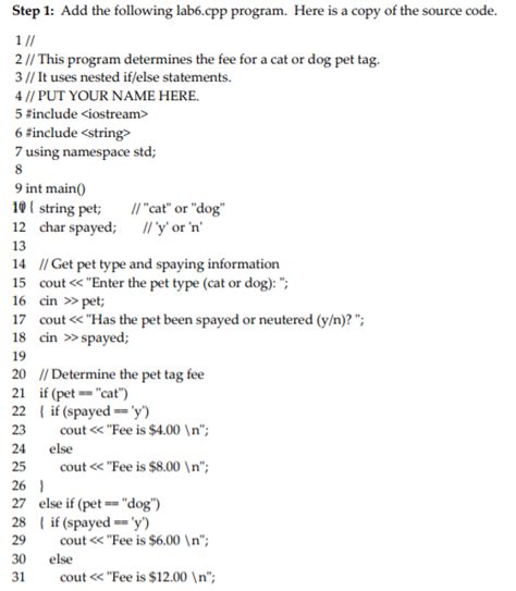 Solved Step Add The Follow Ing Lab Cpp Program Here Is Chegg