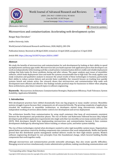 Pdf Microservices And Containerization Accelerating Web Development Cycles