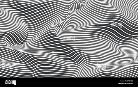 Wave Of Optical Illusion Abstract Black And White Illustrations