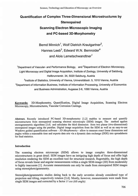 Pdf Quantification Of Complex Three Dimensional Microstructures By Stereopaired Scanning