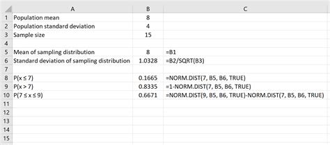 how to apply the central limit theorem in excel