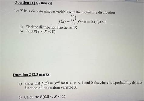 solved let x be a discrete random variable with the