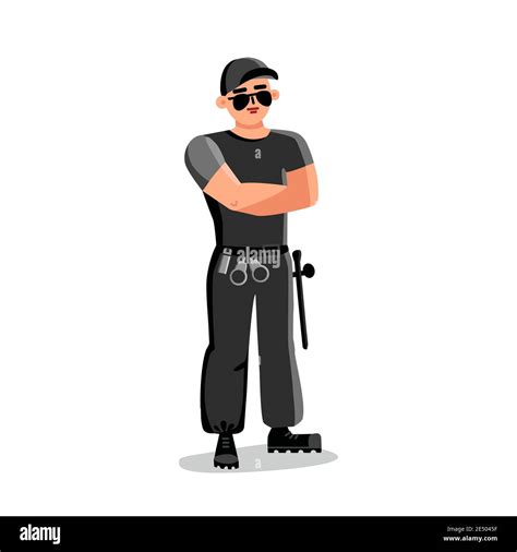 Security Man Safeguard Protective Agent Vector Illustration Stock