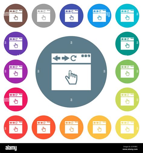 browser pointer cursor flat white icons on round color backgrounds 17
