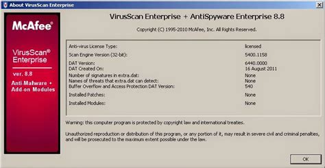 Download Software Full Version McAfee VirusScan Enterprise 8 8 Pre Activated LATEST