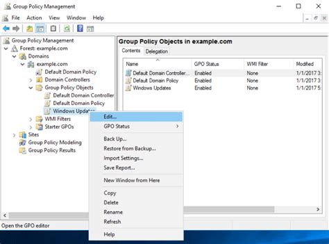 configure automatic updates for windows server 2016
