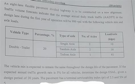 Solved An Eight Lane Flexible Pavement Divided Highway Is To