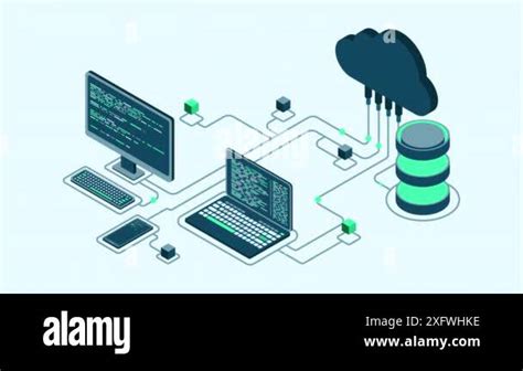 Cloud Technology Computing Animation Modern Cloud Technology Data Center Isometric Concept
