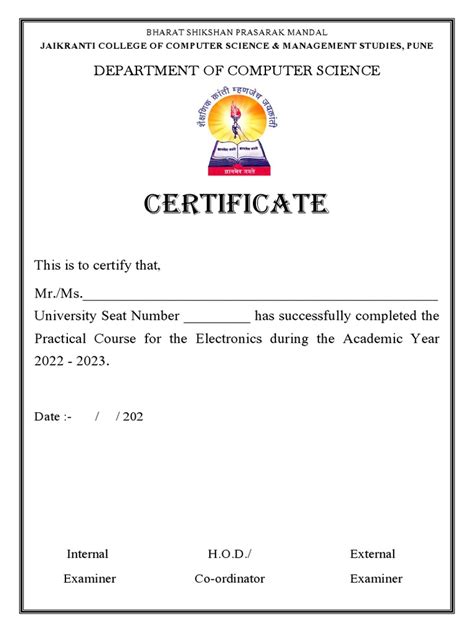 Electronics Certificate And Index Pdf