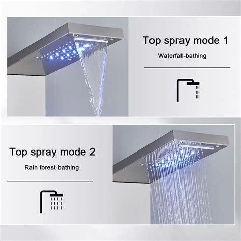 Panel De Ducha Led Con Cabezal De Ducha Tipo Lluvia Cascada Y Sistema
