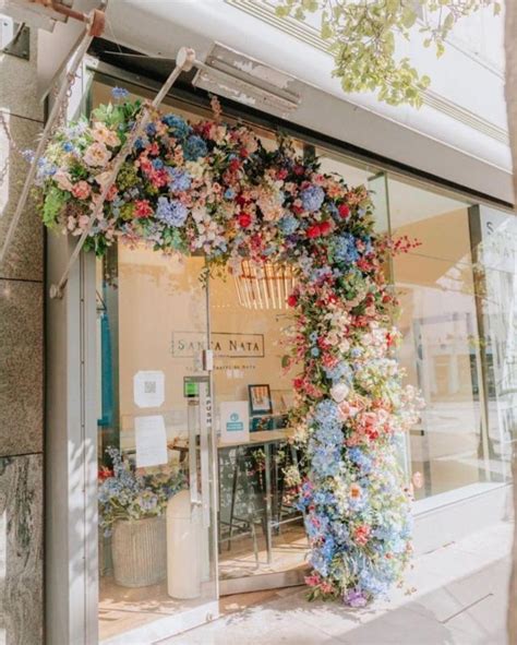 Flower Shop Entrance Decorated With Flowers