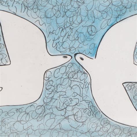 Ink And Watercolor Drawing After Georges Braque Doves Ebth