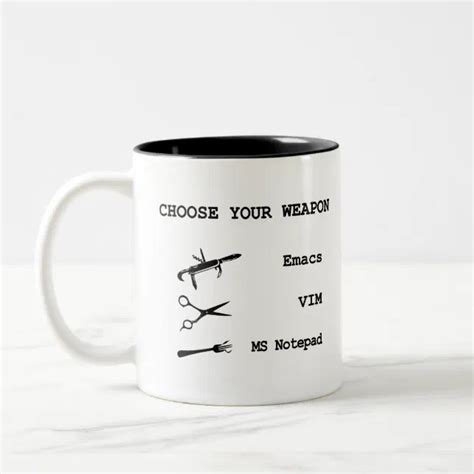 emacs vs vim vs notepad text editors programmers two tone coffee mug
