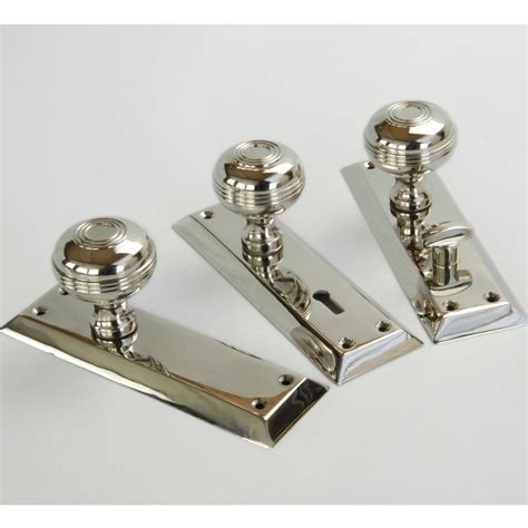 Bellport Polished Nickel Solid Brass Round Door Knobs On A Long Backpl Jonesandgrey