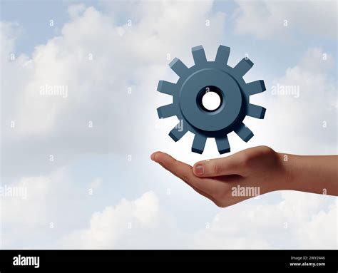 Business Workflow And Automation As A Hand Holding A Cog Representing A