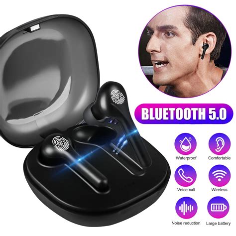Tws Wireless Bluetooth50 Headset Waterproof Auto Pairing Touch Stereo