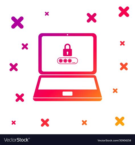 Color Laptop With Password Notification And Lock Vector Image