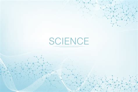 분자 구조 배경 Dna 분자가있는 과학 템플릿 벽지 또는 배너 육각형 웨이브 흐름과 Asbtract 분자 배경 프리미엄 벡터