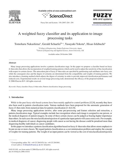 pdf a weighted fuzzy classifier and its application to image