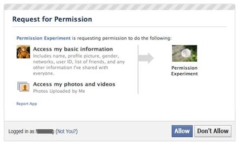the authentication dialog for the extended permission user photos as