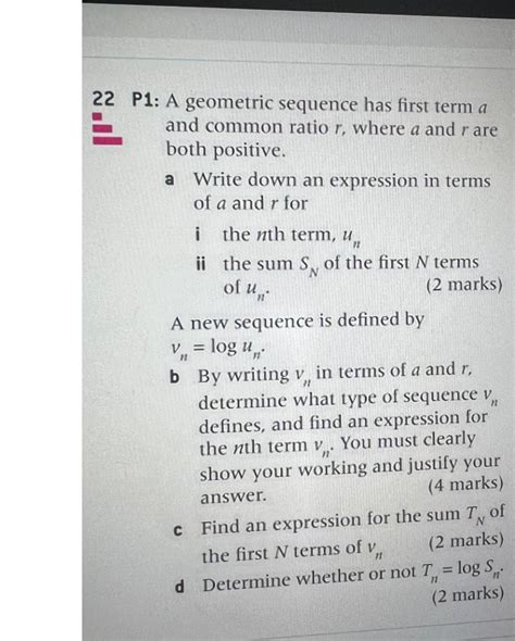 Solved A Geometric Sequence Has First Term A And Common Chegg Com