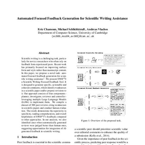 Automated Focused Feedback Generation For Scientific Writing Assistance