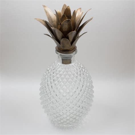 1980s Molded Glass Pineapple Barware Bottle Or Decanter At 1stdibs