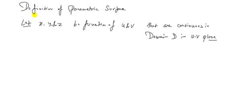 ⏩solved Define A Parametric Surface Numerade