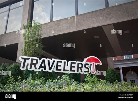 The Travelers Companies Logo Is Pictured On Their Headquarters In