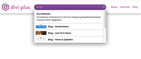 Ajax Live Search Module For Divi Theme Divi Plus