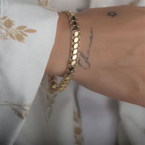 14k Altın Pullu Arpa Model Bileklik Taşsız Bileklik