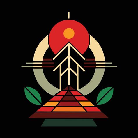 A Logo With A Tree And Sun On It Vector Art At Vecteezy