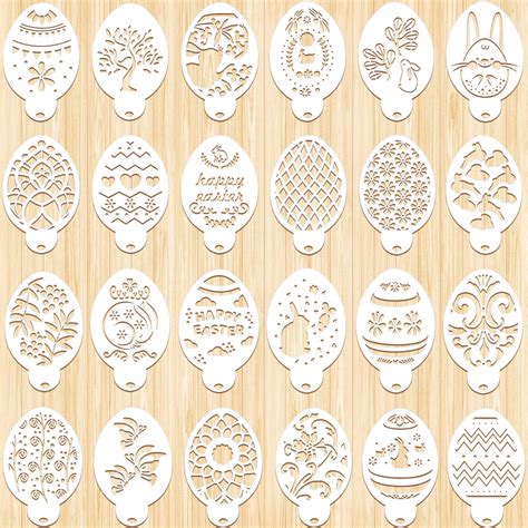 Buy 24 Pieces Easter Stencils Easter Eggs Stencils Painting Stencils