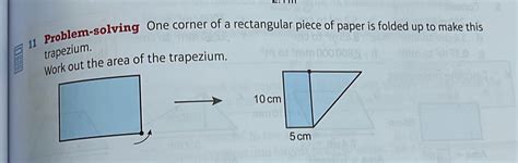 Solved 11 Problem Solving One Corner Of A Rectangular Piece Of Paper