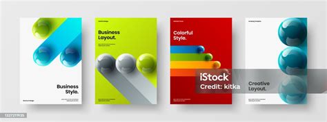 신선한 사실적인 구장 핸드빌 레이아웃 번들 프리미엄 브로셔 A4 벡터 디자인 일러스트 컴포지션 A4 용지에 대한 스톡 벡터 아트