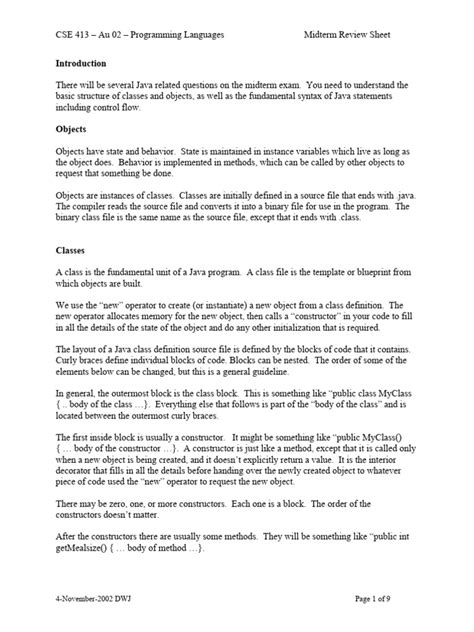 cse413 midterm java review pdf programming constructor object