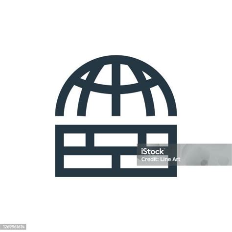 네트워크 개념에서 방화벽 아이콘 벡터입니다 방화벽 편집 가능한 스트로크의 얇은 선 그림입니다 웹 및 모바일 앱 로고 인쇄 미디어에 사용할 방화벽 선형 기호 0명에 대한 스톡