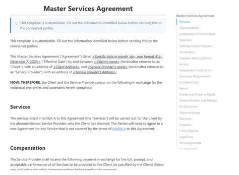 Master Services Agreement Template For Onenote Template By Clickup™