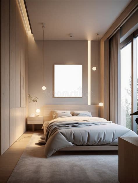 Bedroom Interior Architecture Features A Minimalist Style Stock Illustration Illustration Of