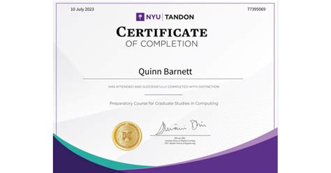 Nyu Tandon Bridge Certificate Distinction • Quinn Barnett • Nyu Tandon… Quinn Barnett